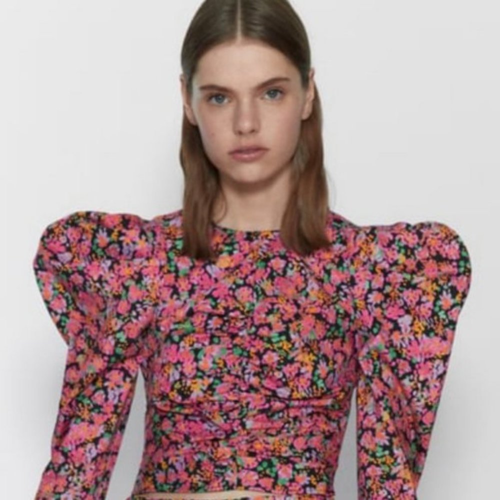 Zara Printed Poplin Top - Gem